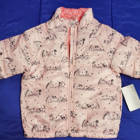 Disney | Jackets & Coats | Disney Princess Pink Puffer Jacket Size 3 ...